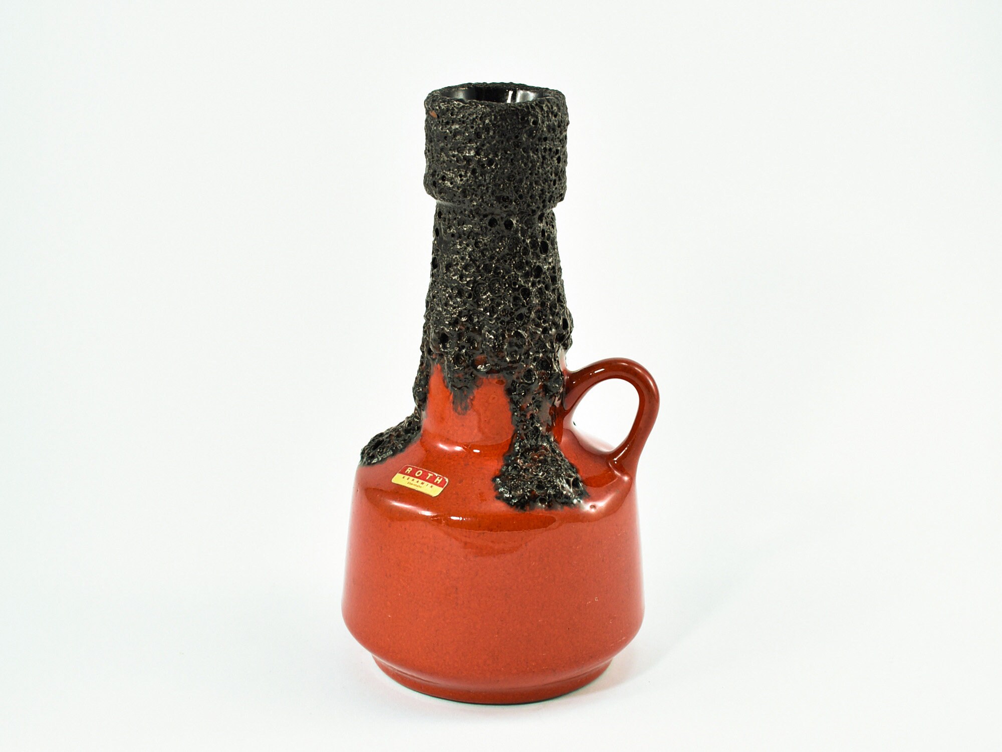 ROTH Keramik Fat Lava Red Handled Vase / Made in West Germany - Etsy