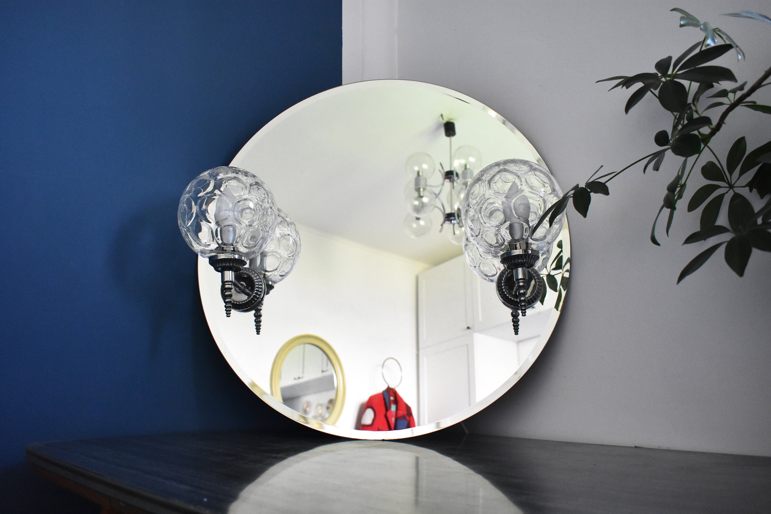 Mid Century Round Wall Mirror by FLABEG Germany / Illuminated | Etsy