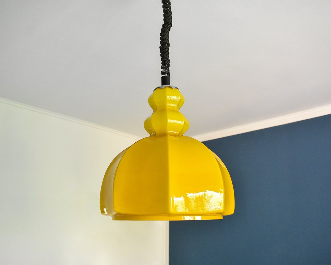 Space Age Yellow Glass Pendant Light Made in the 70s in Yugoslavia ...