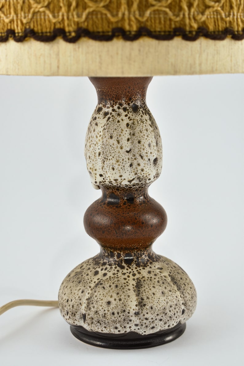 West German Fat Lava Ceramic Table Lamp With Original Shade / - Etsy