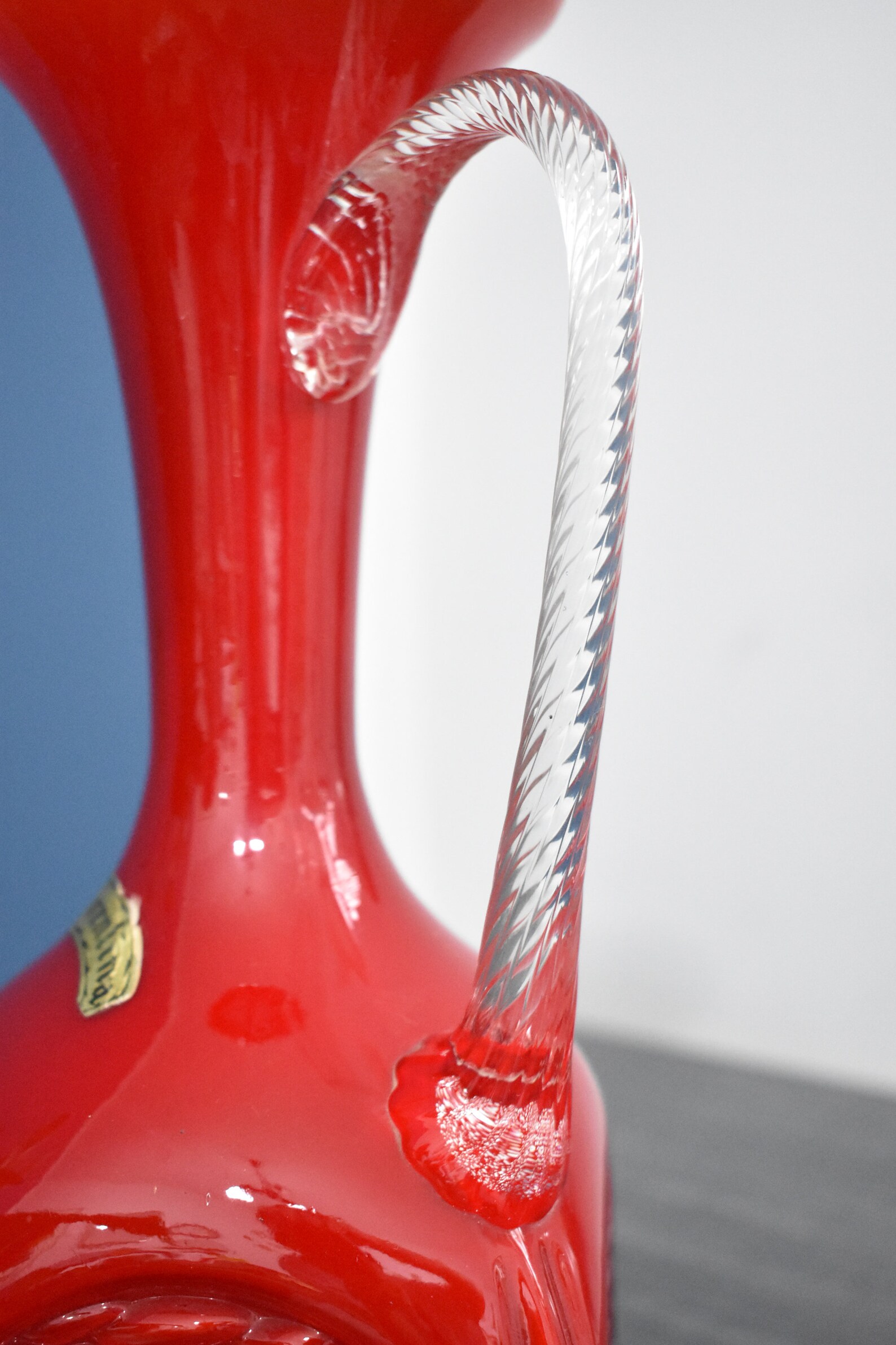 Italian Opaline Glass Pitcher / Blown and Cased Glass Pitcher - Etsy