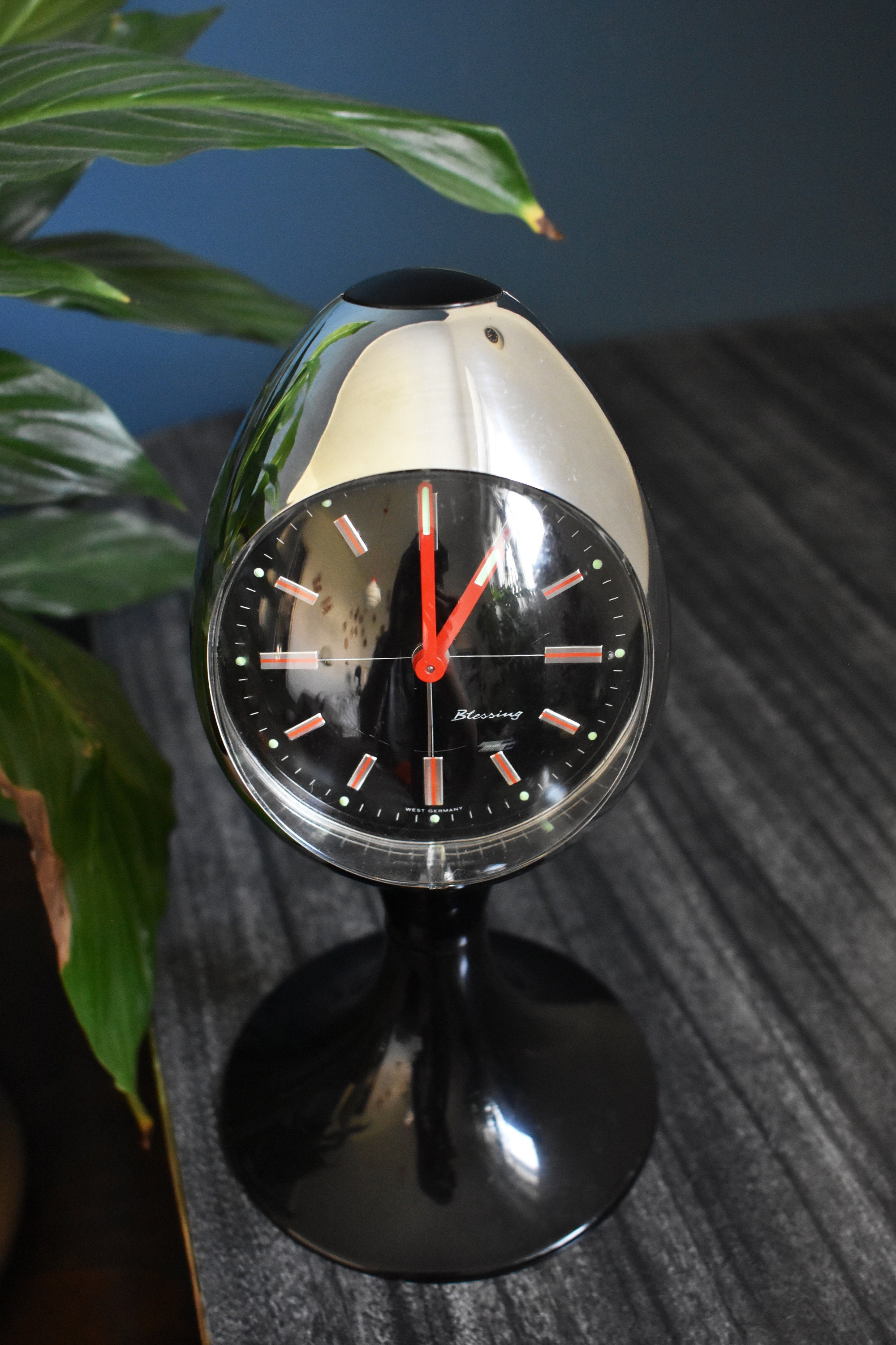 Blessing Space Age Alarm Clock / Vintage Black and Chrome | Etsy