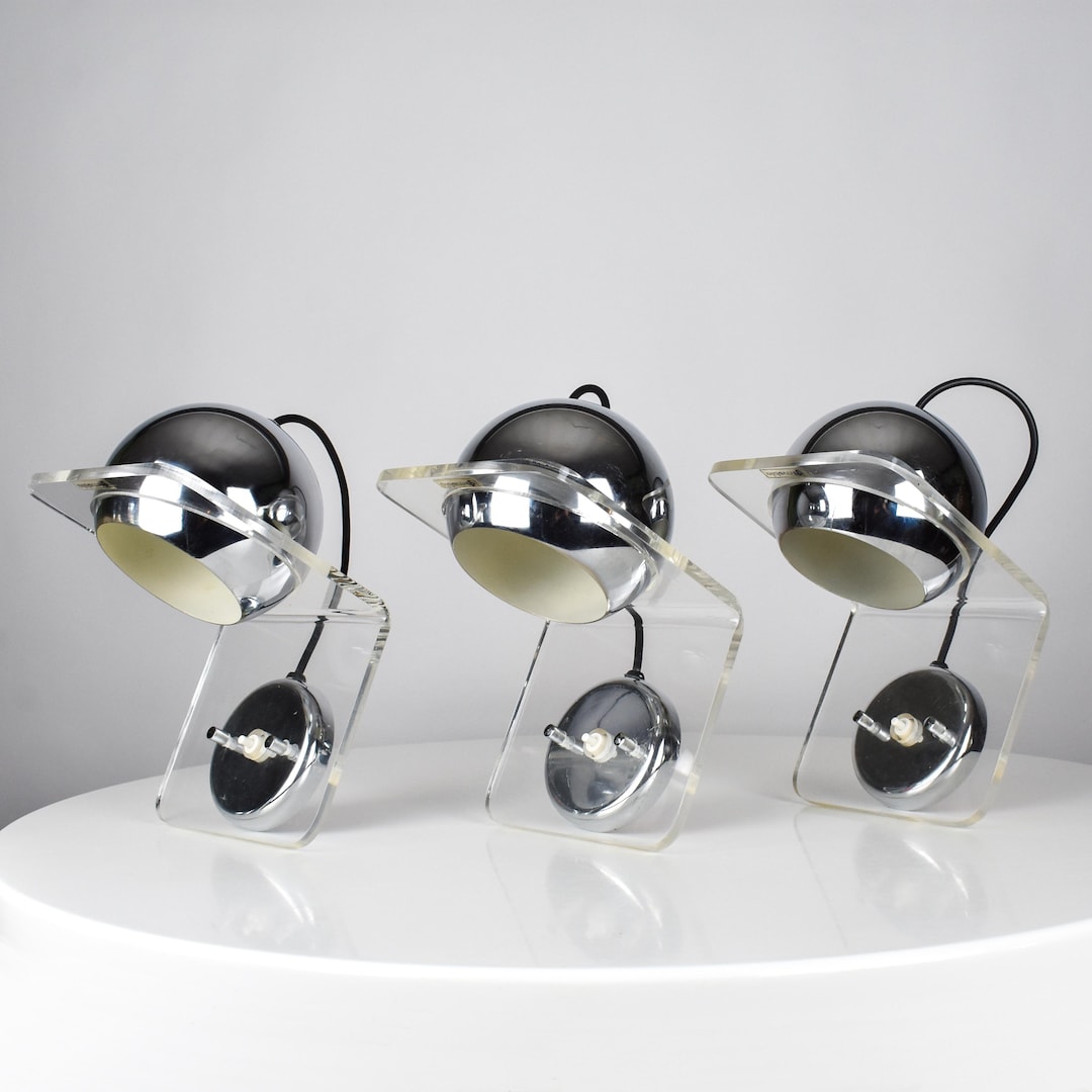 One Vintage Guzzini Chrome Eyeball Wall Lamp by Meblo / Mid Century ...