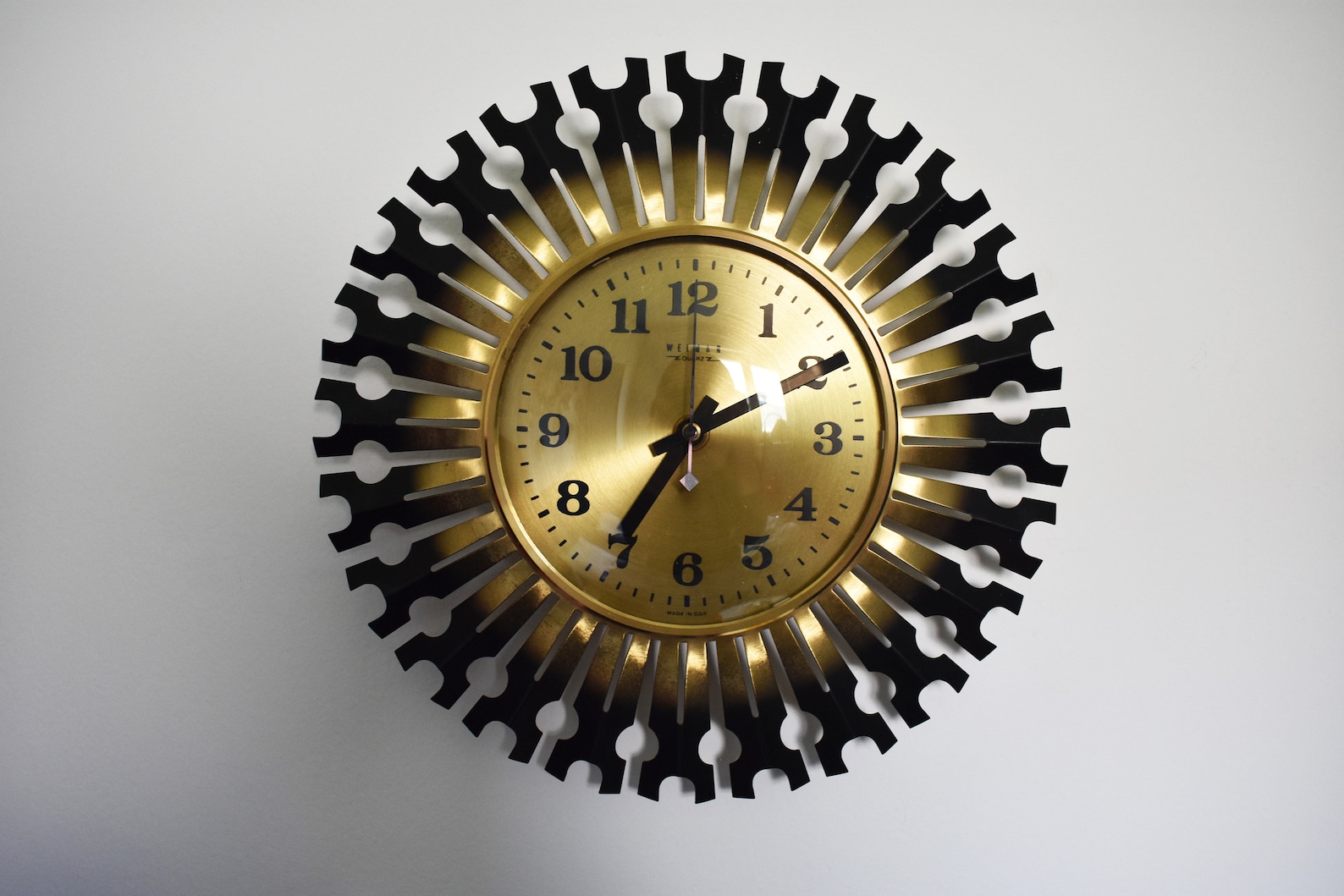 Vintage Weimar Quartz Sunburst Wall Clock - West Germany 70s - Etsy
