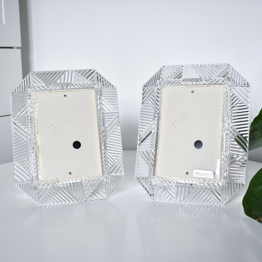 Pair of Vintage Villeroy Boch Crystal Glass Picture Frame / Art Deco ...