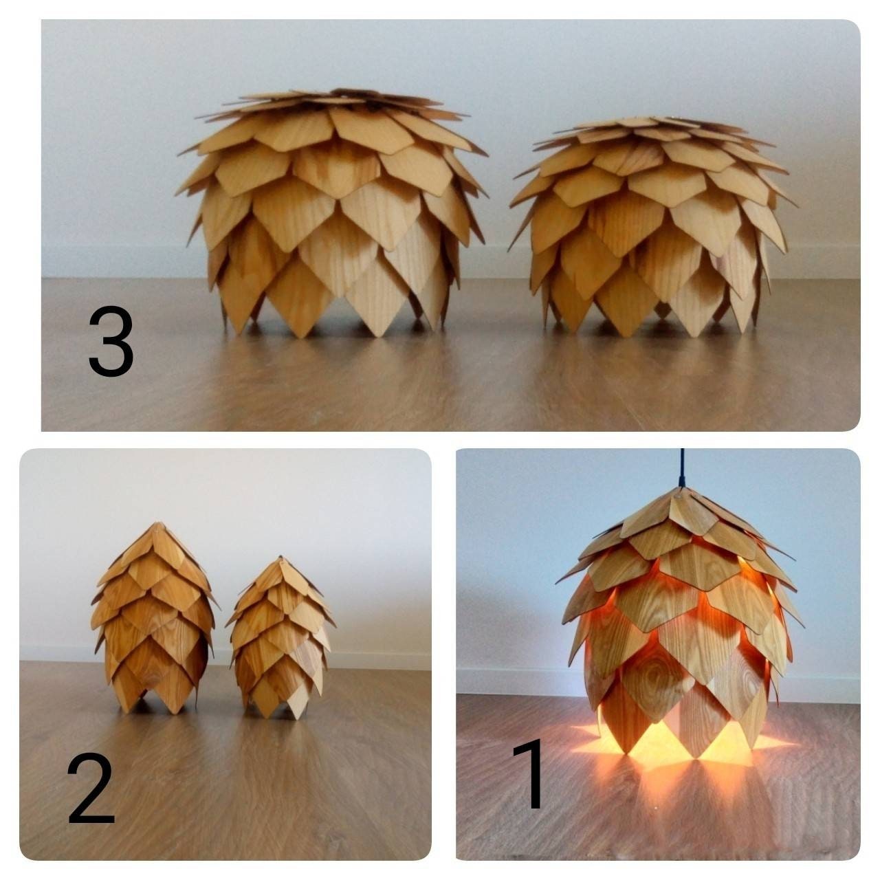 FAST SHIPPING / Wood Pendant Light /wood lampshade/pine cone | Etsy
