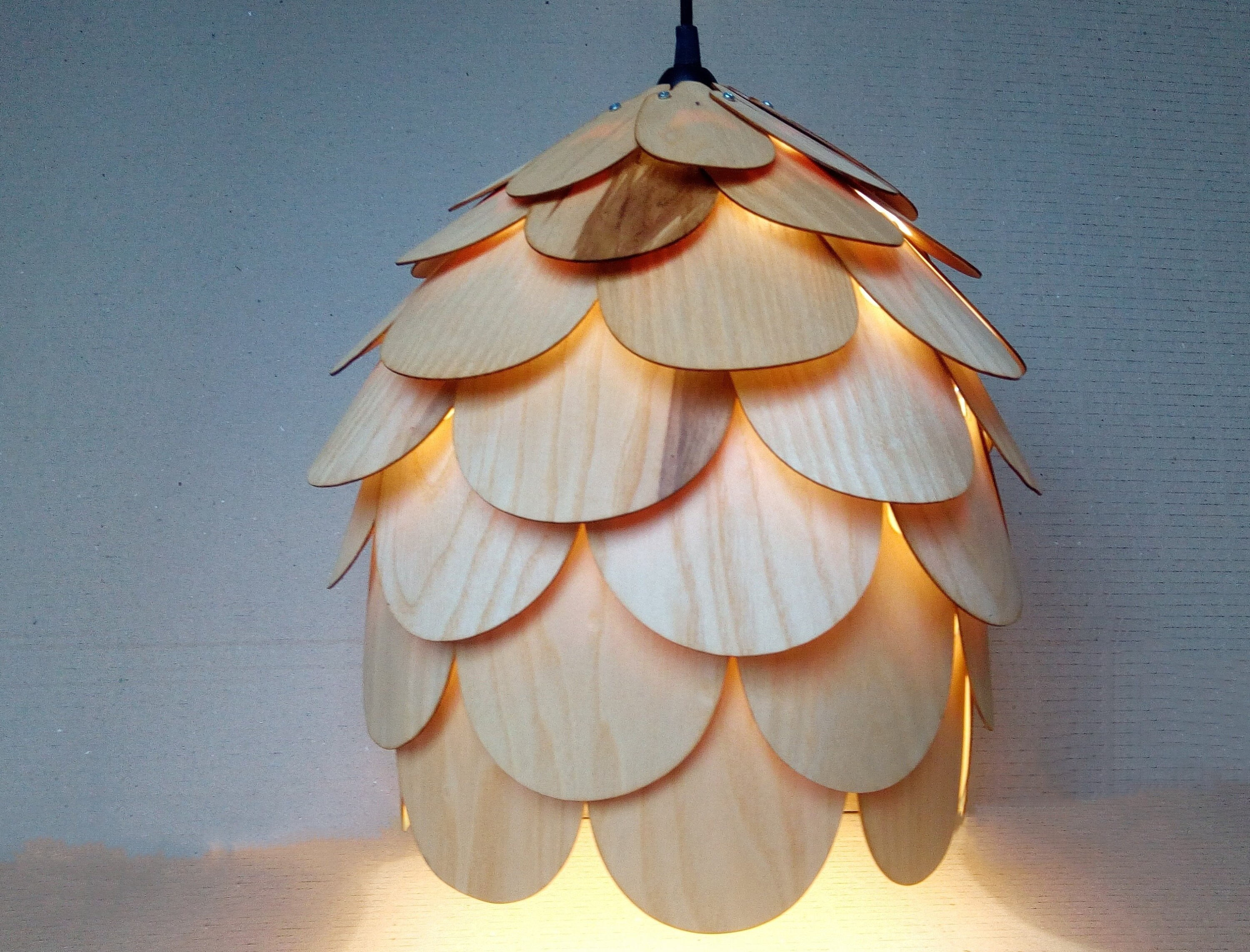Wood Pendant Light/wood Lampshade/pine Cone Pendant Light/wood - Etsy UK