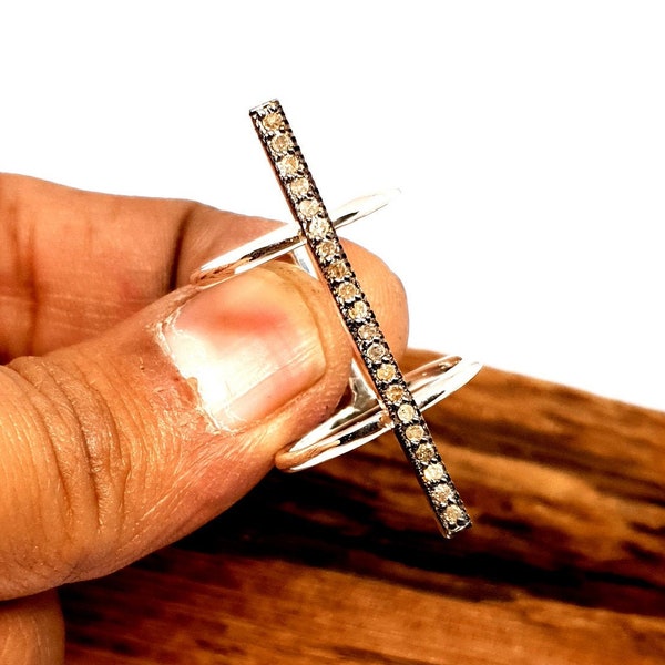 Diamond Bar Ring - Etsy