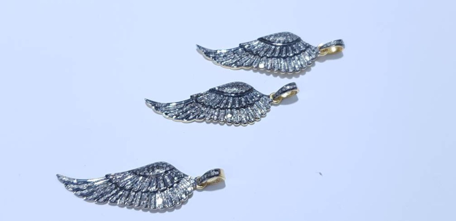 Pave Diamond Wing Pendant, 925 Silver Diamond Angel Wing Pendant, Pave ...