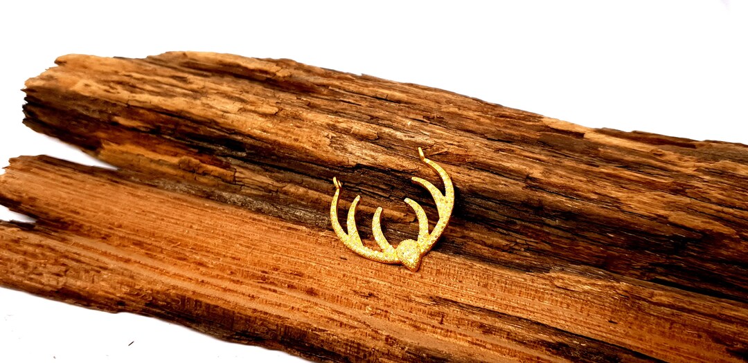 Pave Diamond Deer Antler Pendant, 925 Silver Diamond Antler Pendant ...