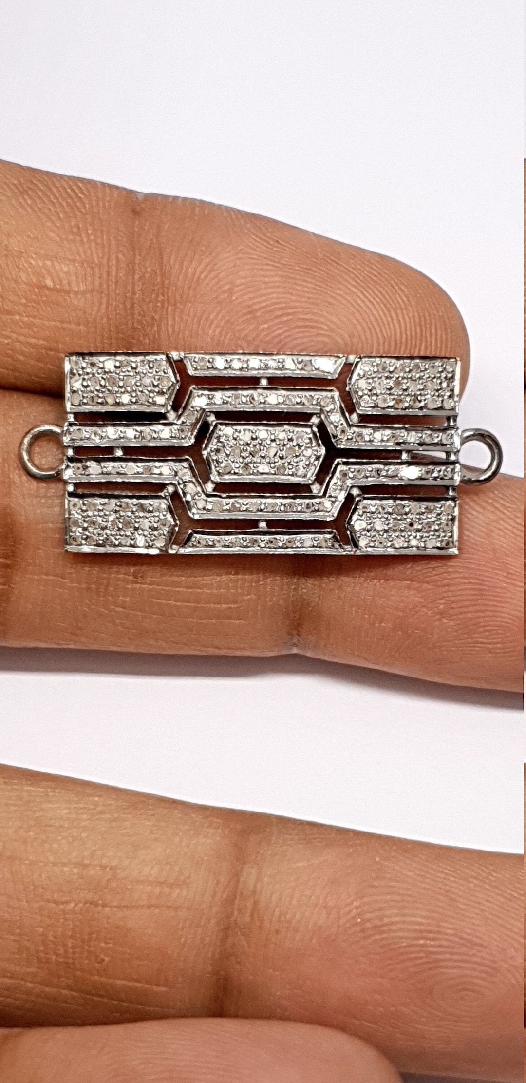 Pave Diamond Bracelet Connector, Diamond Bracelet Findings, 925 Silver ...