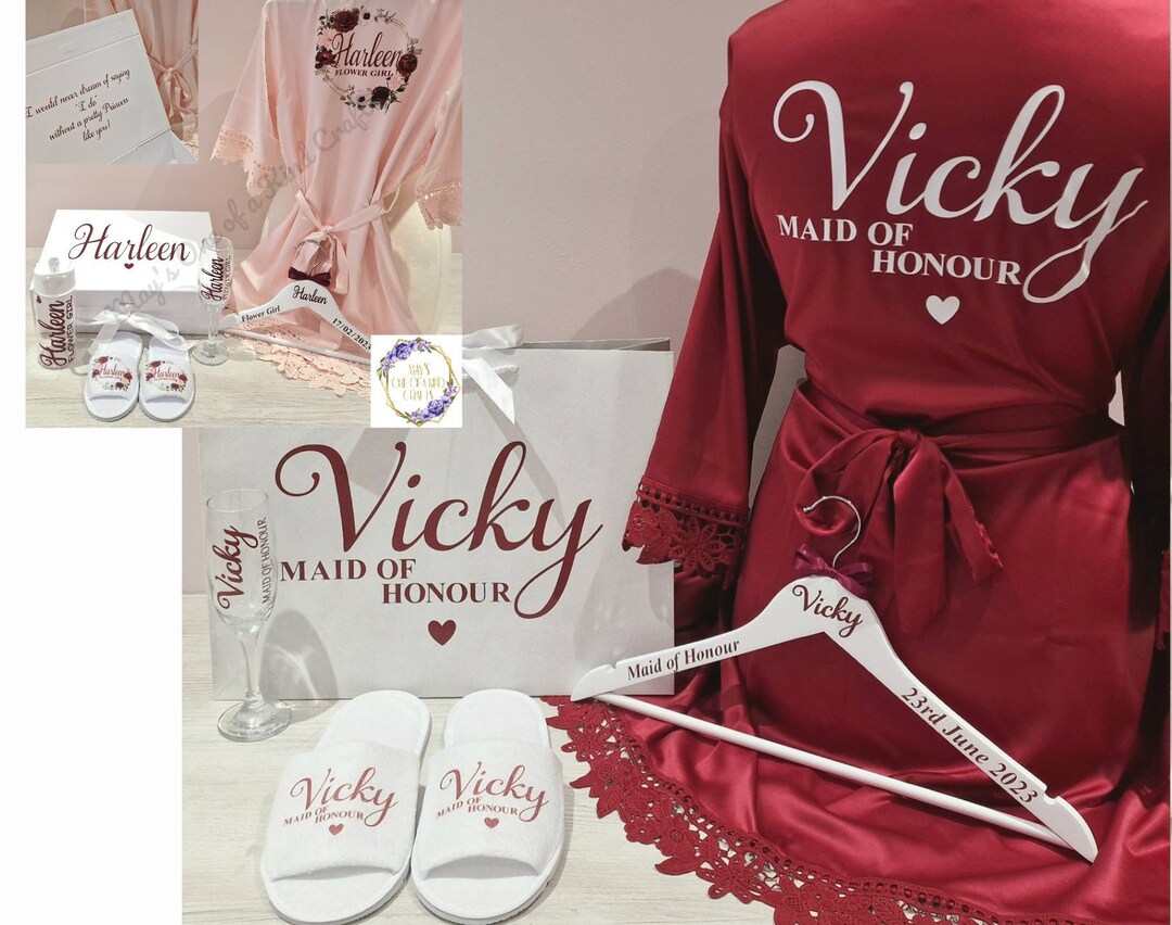 Burgundy Bridal Gift Set, Bridesmaid Box, Bridesmaid Gift, Personalised ...