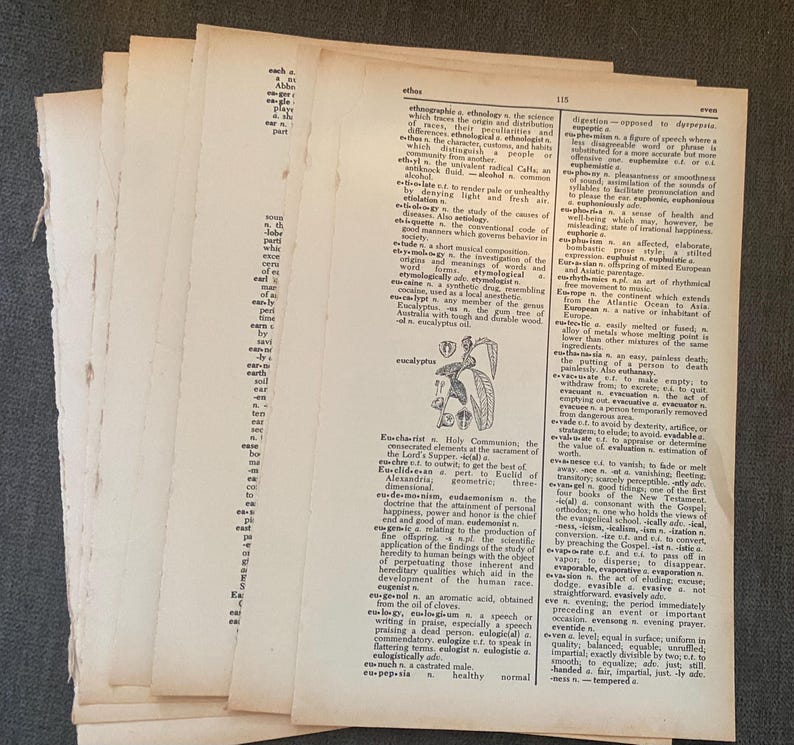Vintage Encyclopedia and Dictionary Pages - Etsy