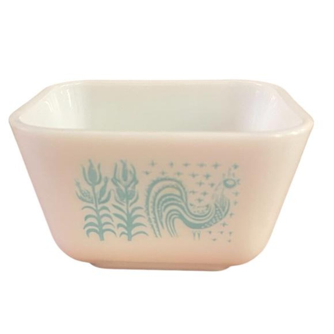 Pyrex Butterprint Amish 501 Turquoise Fridgie Small White Milk Glass ...