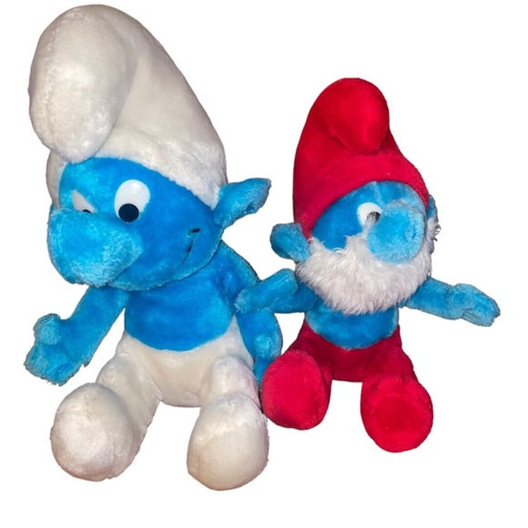 Vintage Plush Smurfs Toy Papa 11 and Blue Smurf 14 - Etsy