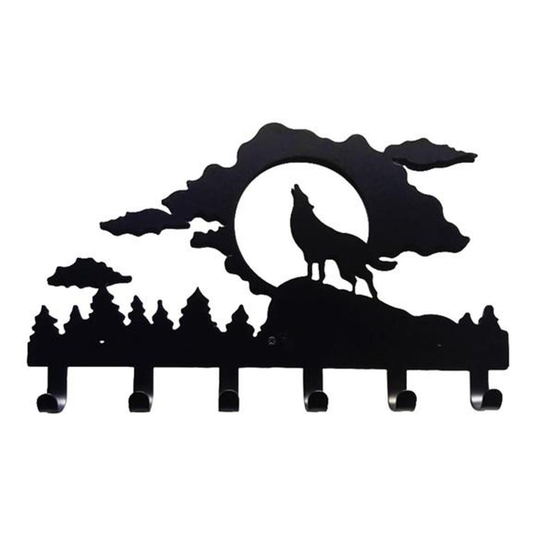 Howling Wolf Door Hooks Black Metal Wall Hanger - Etsy