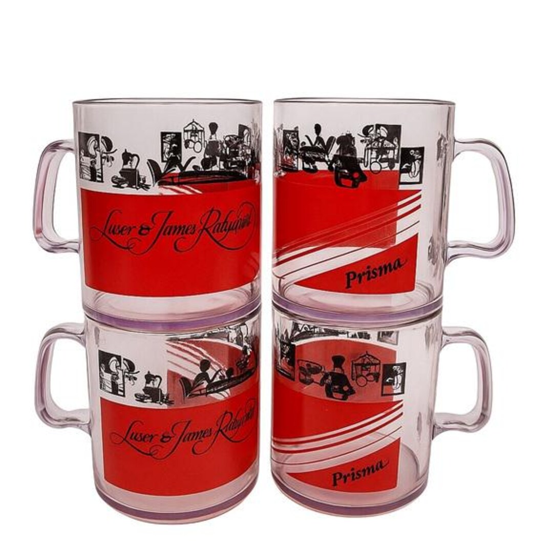 Lisser & James Rothschild Plastic 10oz Prisma Mugs Set of 4 Old Time ...