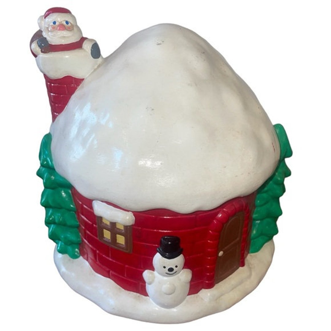 Vintage Ceramic Christmas Santa House 8 Hand Painted Cookie Jar - Etsy