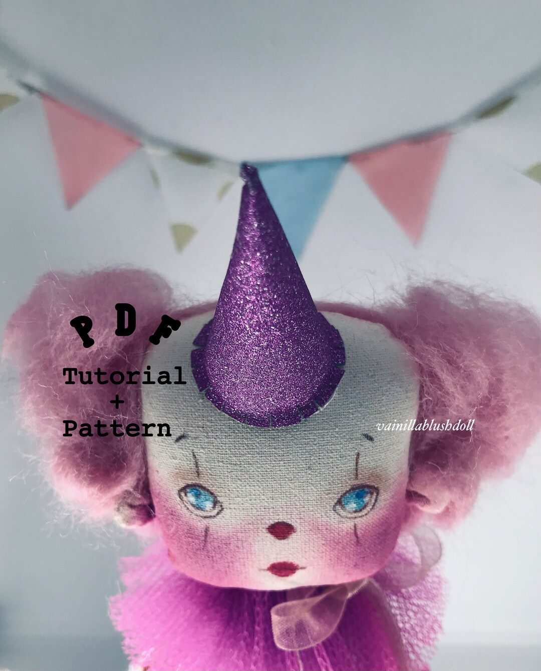 Pink Clown Doll, PDF Tutorial + Pattern ** Intermediate Level of ...