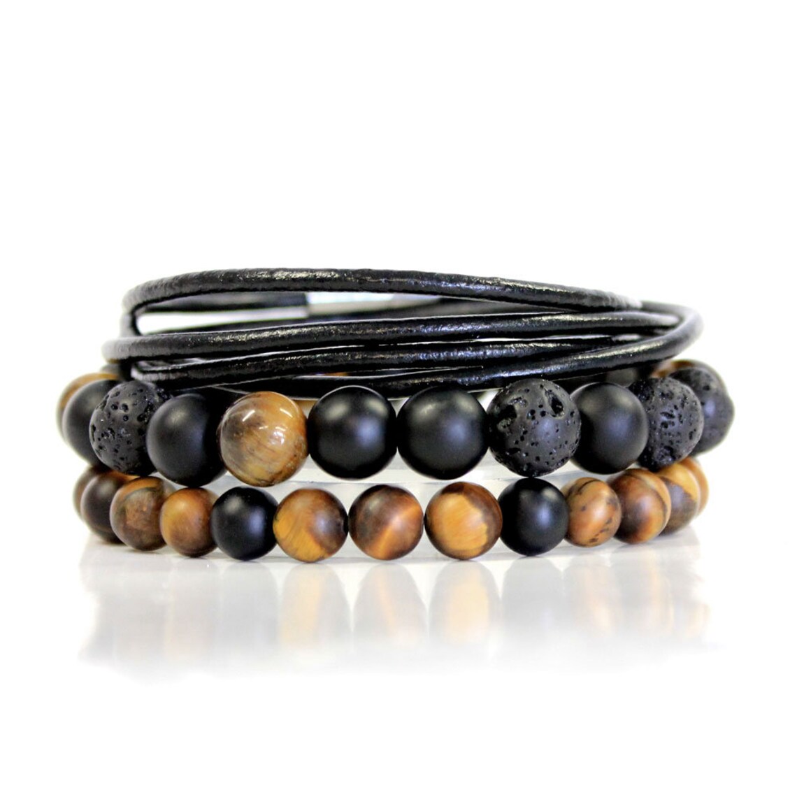 Men's Bracelet Set Stack of Bracelets Stacking - Etsy UK