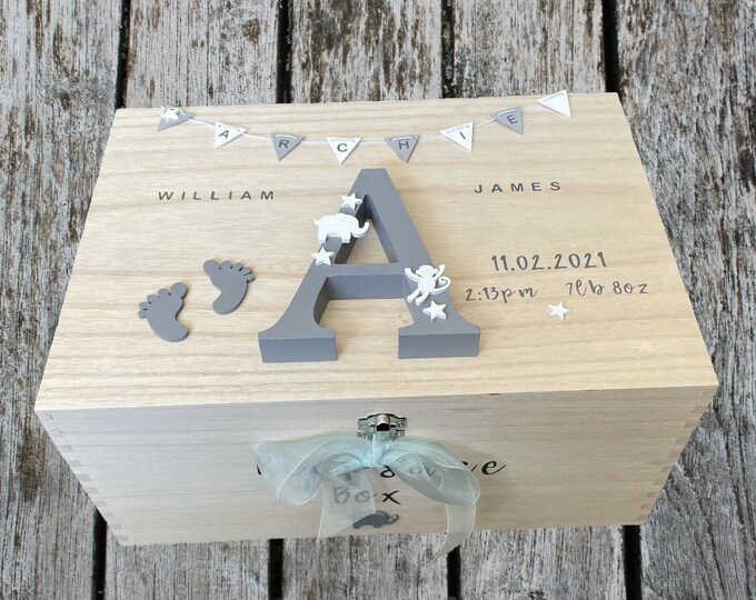 Personalised Baby Keepsake Box, New Baby Gift, Baby Keepsake, Baby ...