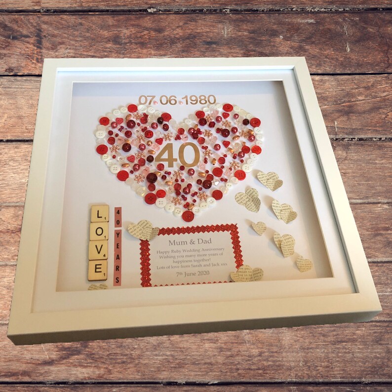 40th Wedding Anniversary Frame Ruby Wedding Anniversary Gift | Etsy