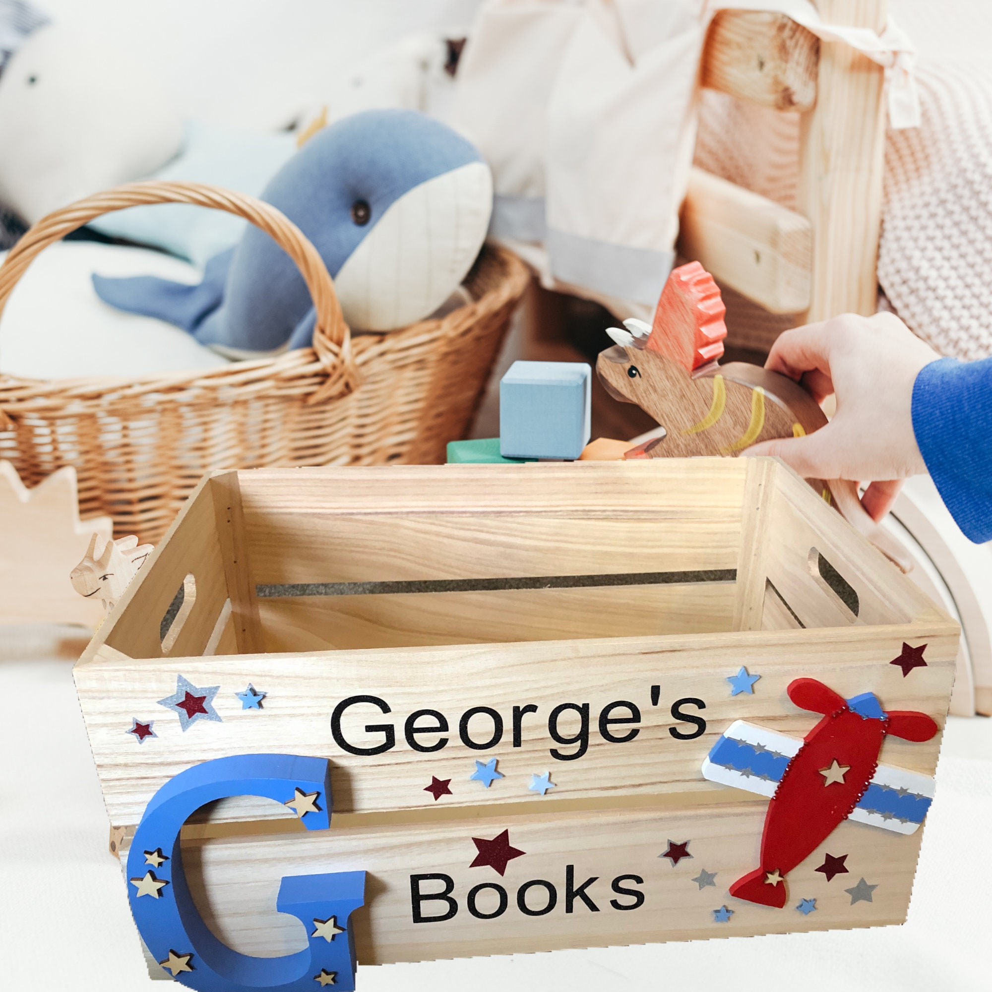 Personalised Wooden Book Crate Book Box Toy Box Story Box - Etsy UK