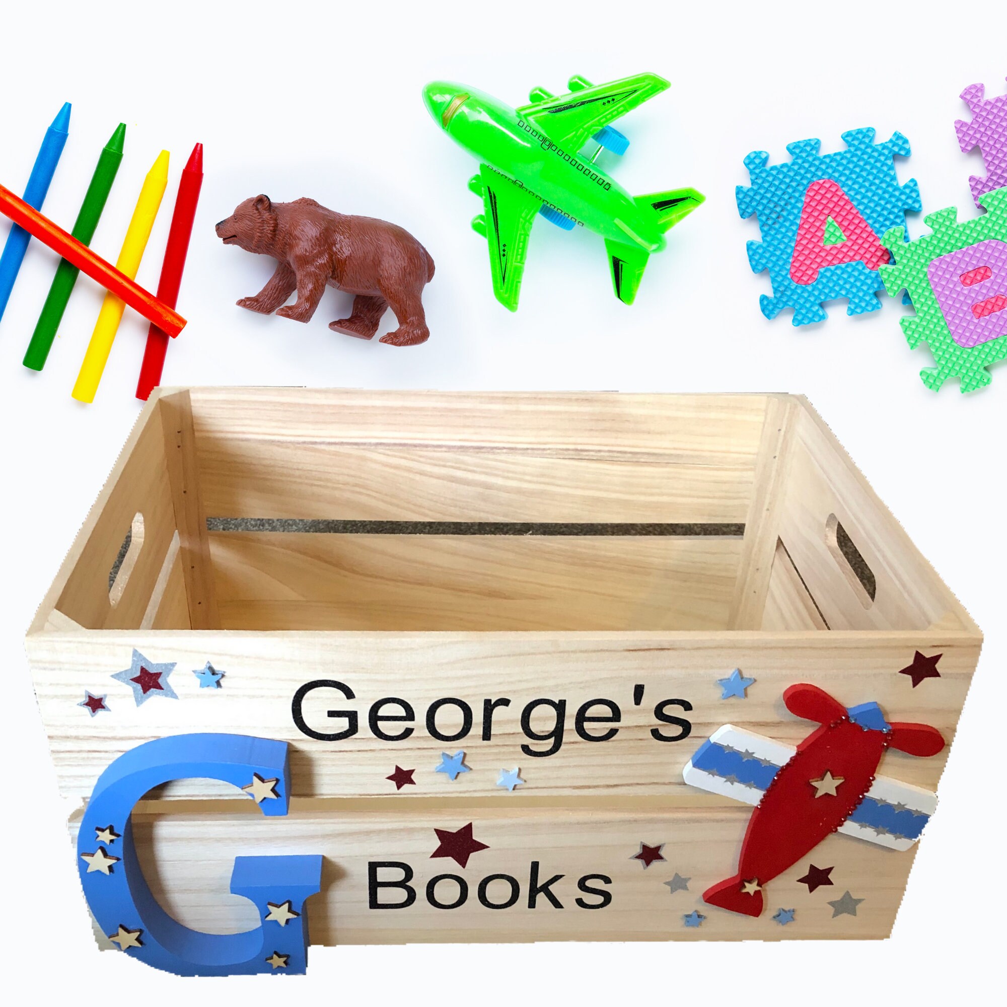 Personalised Wooden Book Crate Book Box Toy Box Story Box - Etsy UK