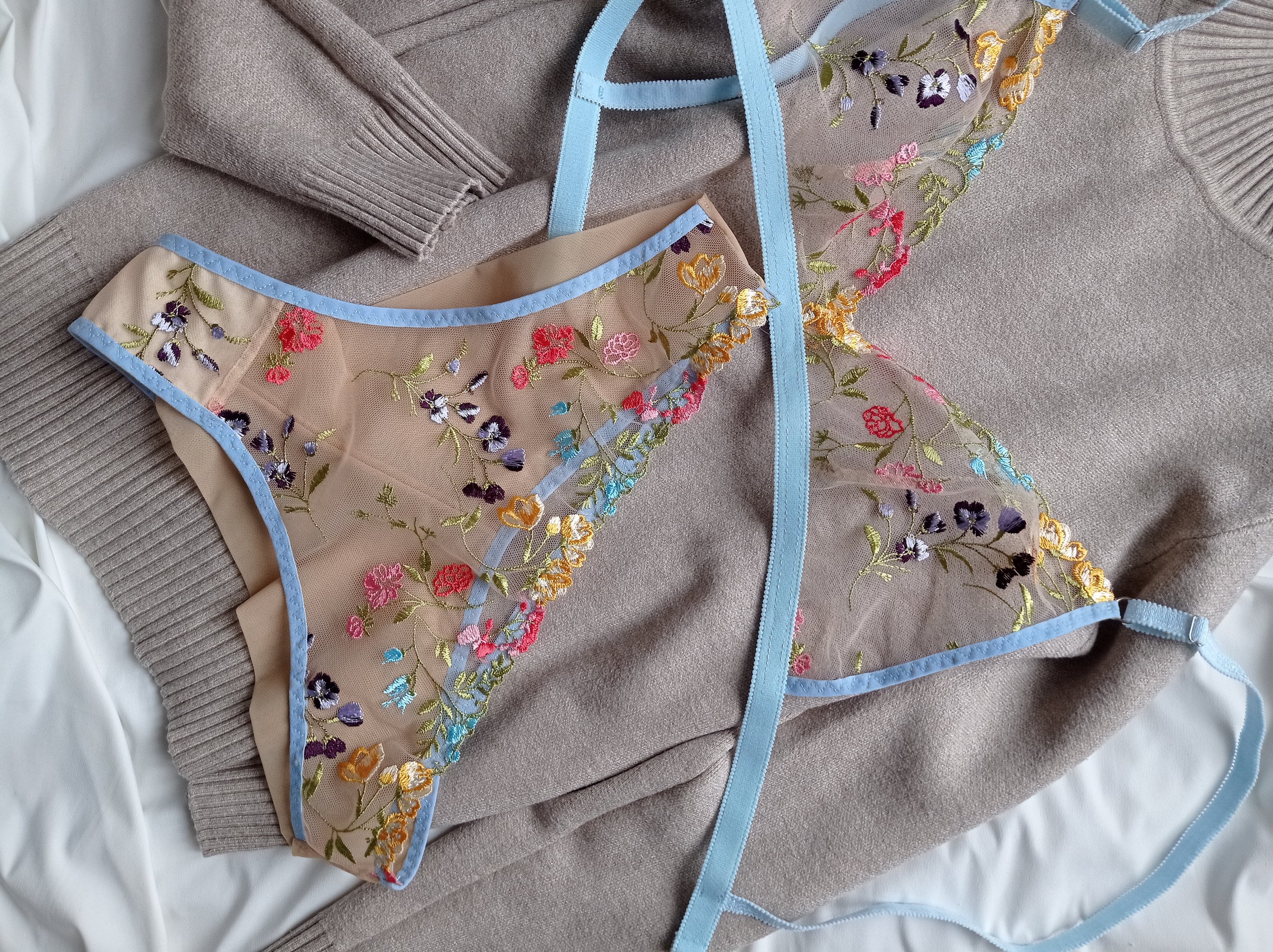 Transparent Lingerie Cute Underwear Set Floral Lingerie Set Full ...