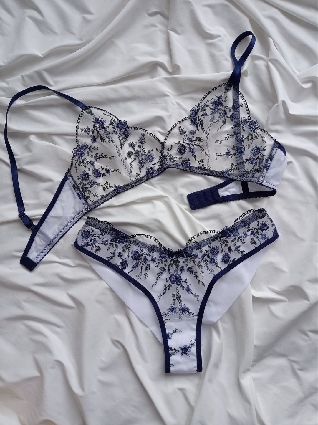Lingerie Flower, Embroidery Lingerie, Floral Lingerie Set - Etsy