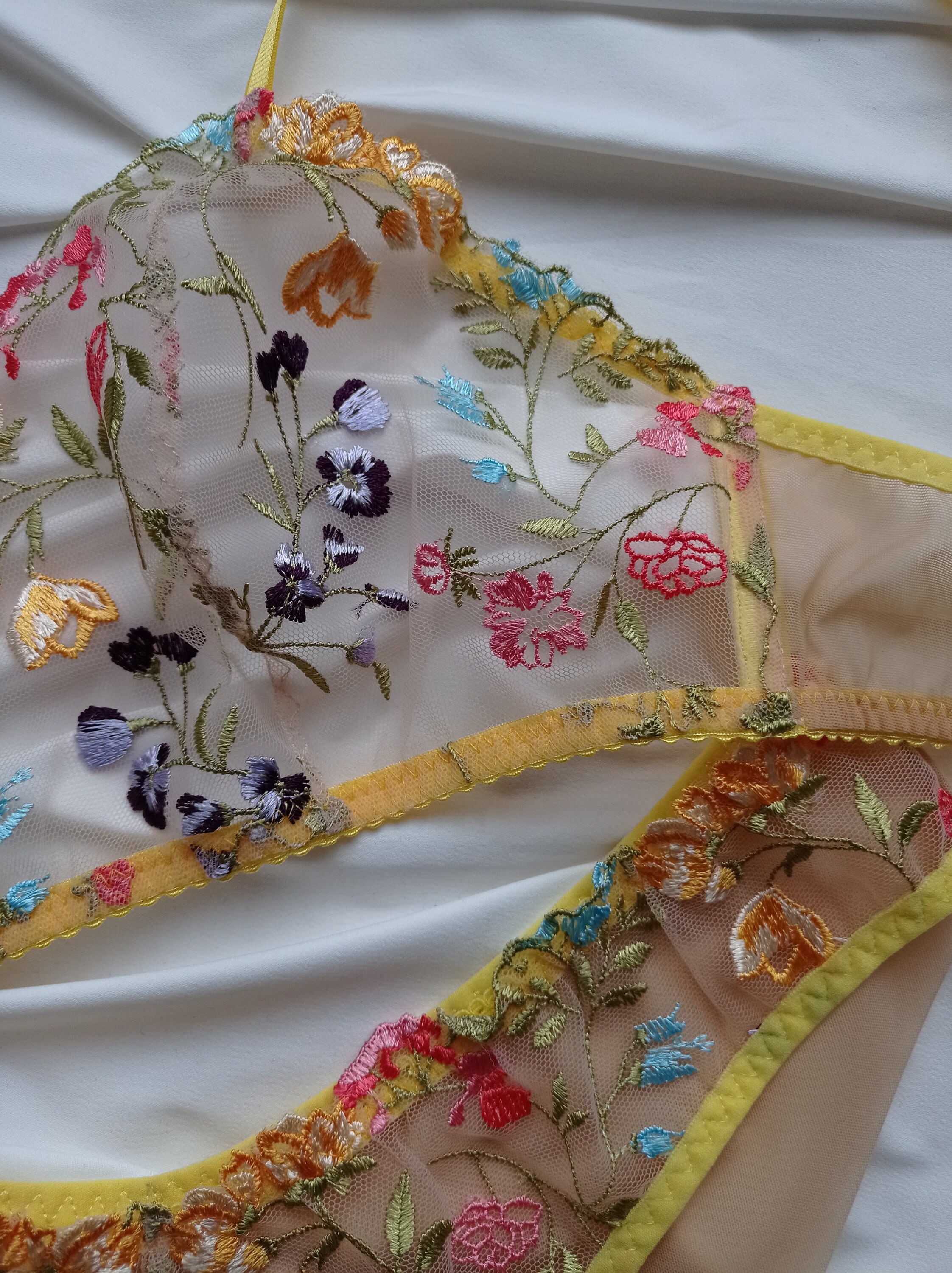 Lingerie Flower, Embroidery Lingerie, Floral Lingerie Set, Embroidered ...