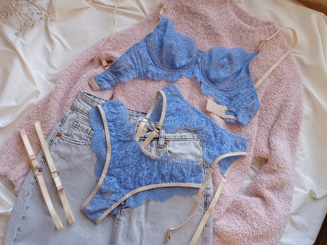 Chic Sheer Bra and Panties Set See-thru Lingerie Transparent Thong ...