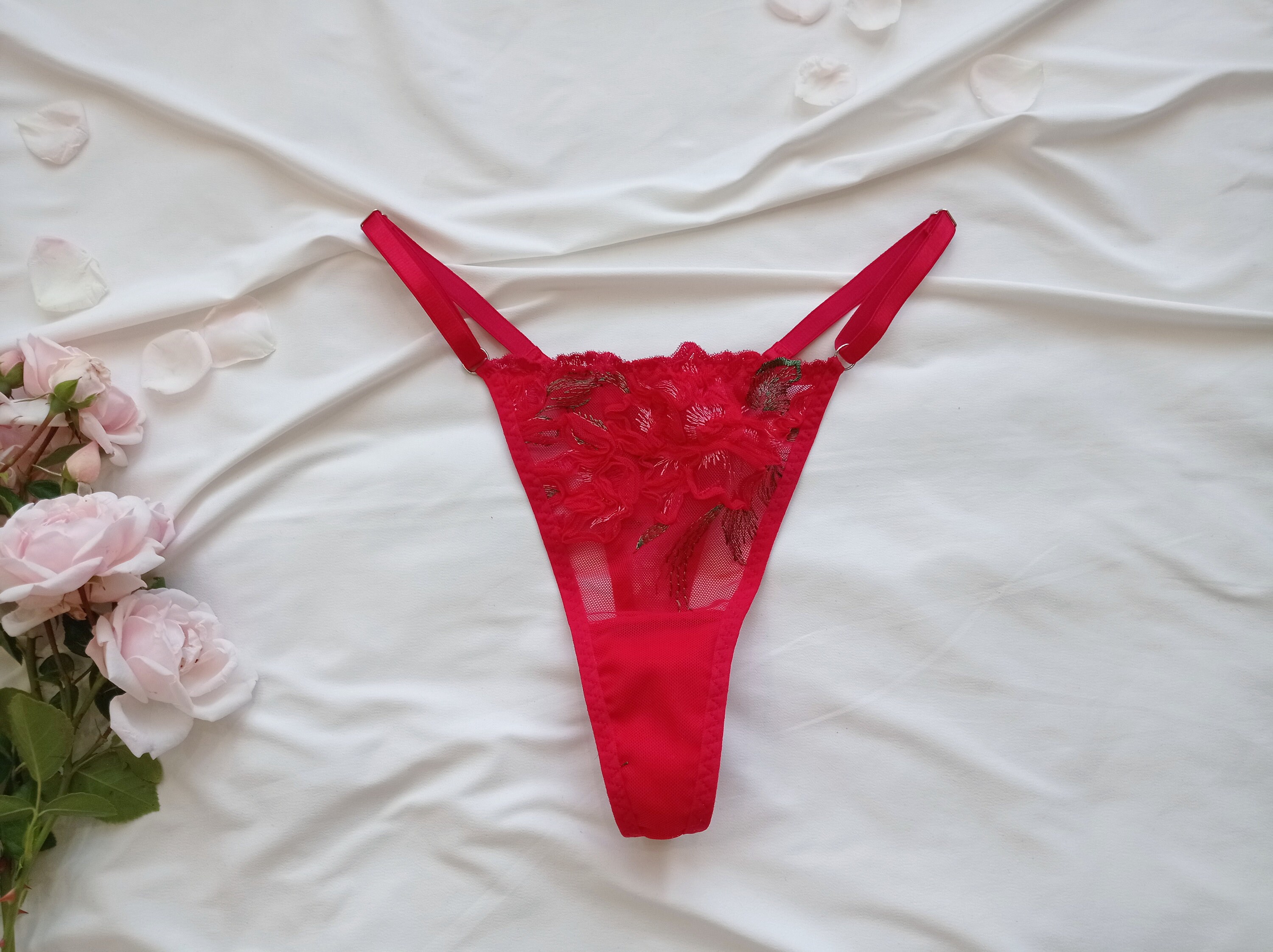 Red Lace Lingerie Set, Sexy Red Lingerie, Lace Bra and Panties, Women ...