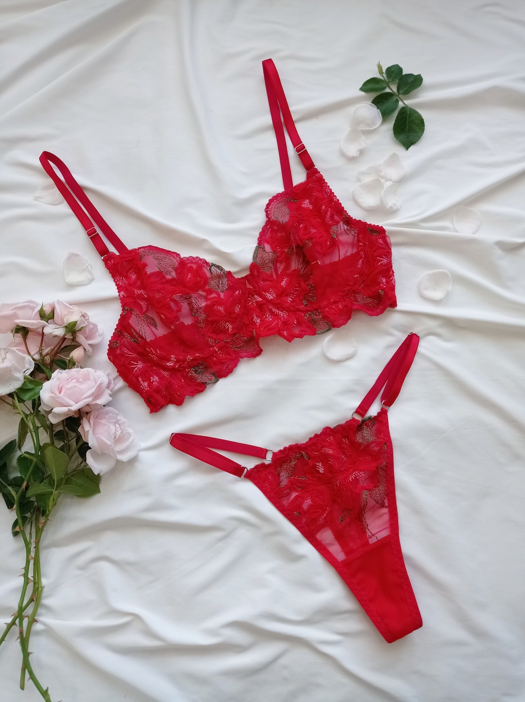 Red Lace Lingerie Set Sexy Red Lingerie Lace Bra And Panties Women