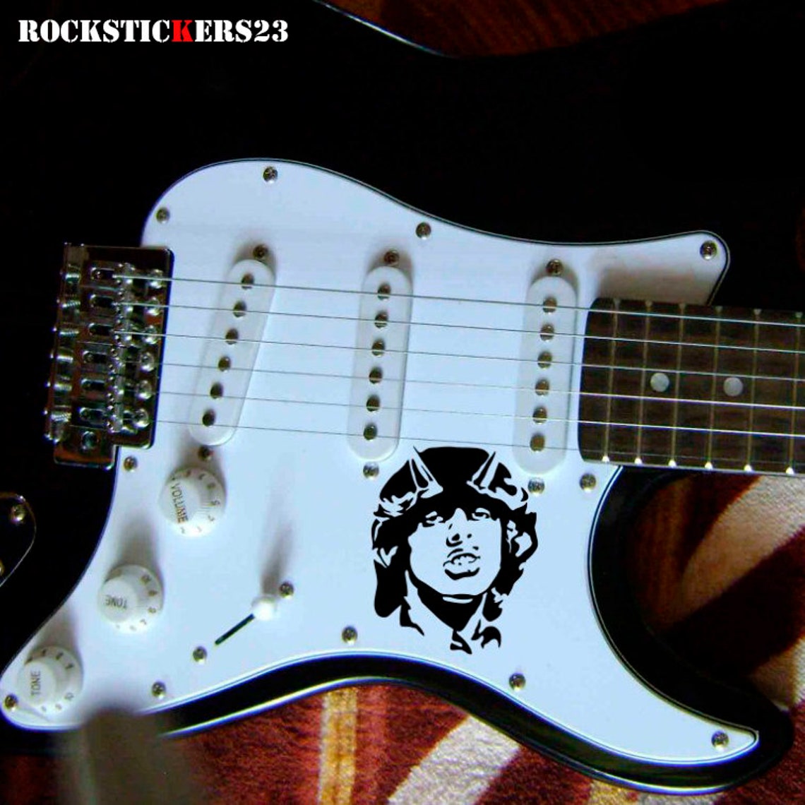 Angus Young vinyl portrait stickers guitar car laptop AC/DC | Etsy