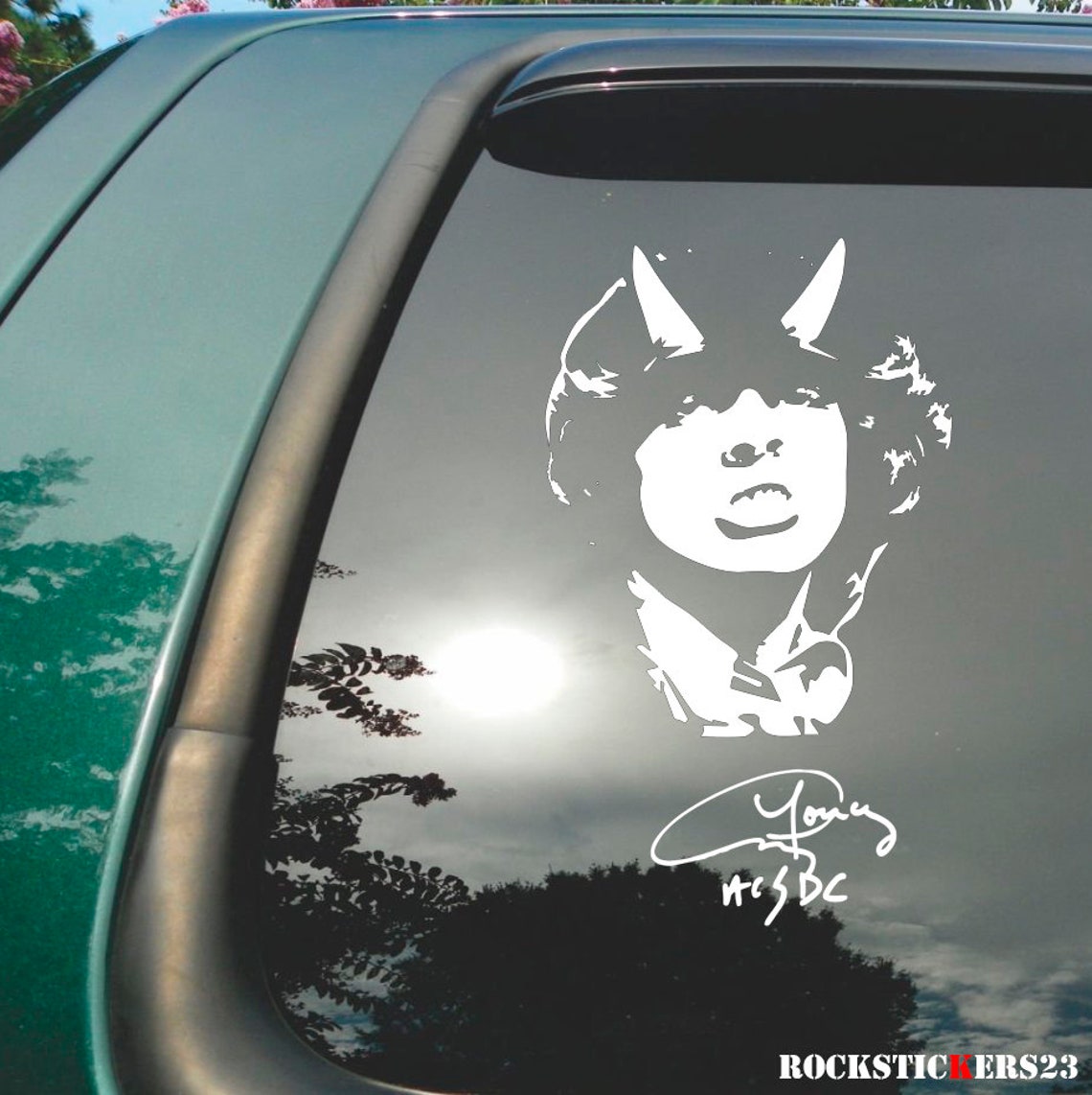 Angus Young vinyl portrait stickers guitar car laptop AC/DC | Etsy