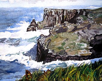 Ireland Painting Cliffs of Moher Watercolor Fine Art Print - Etsy