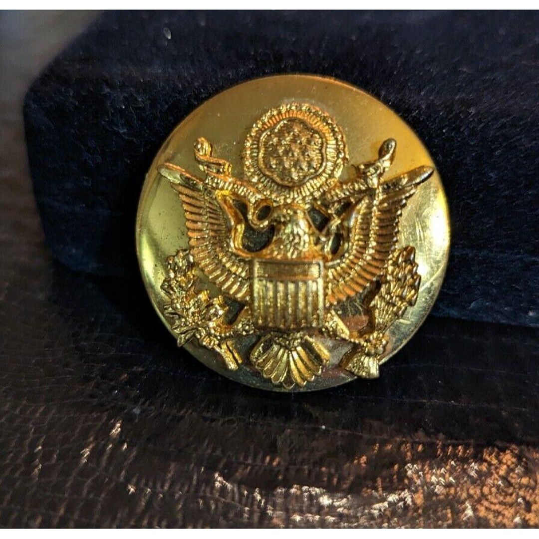 Vintage US Army Officer Cap Badge Pin Stamped Gold Tone E Pluribus Unum ...