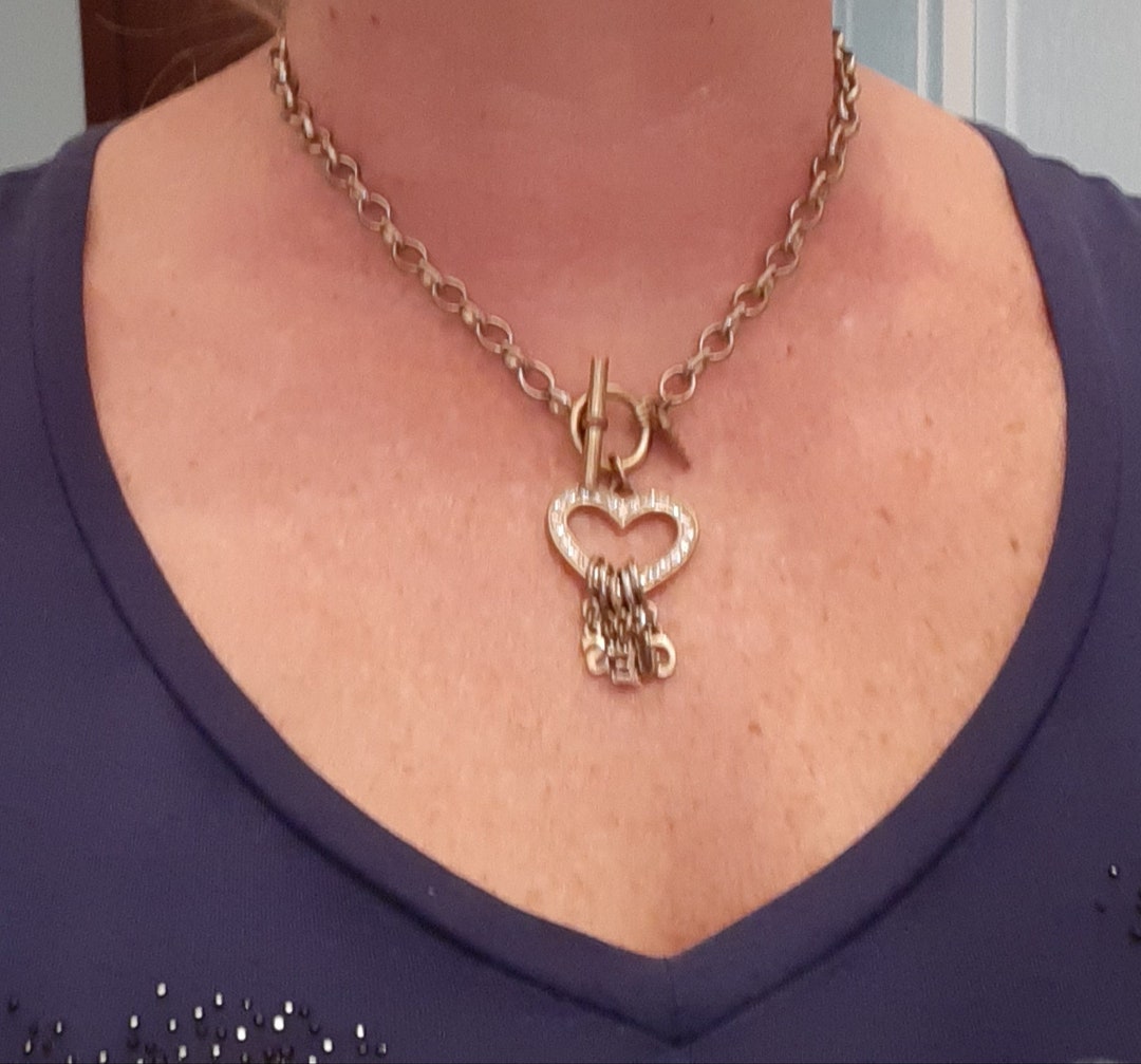 Golden Guess Pendant, Heart Pendant With Rhinestones, Vintage From the ...