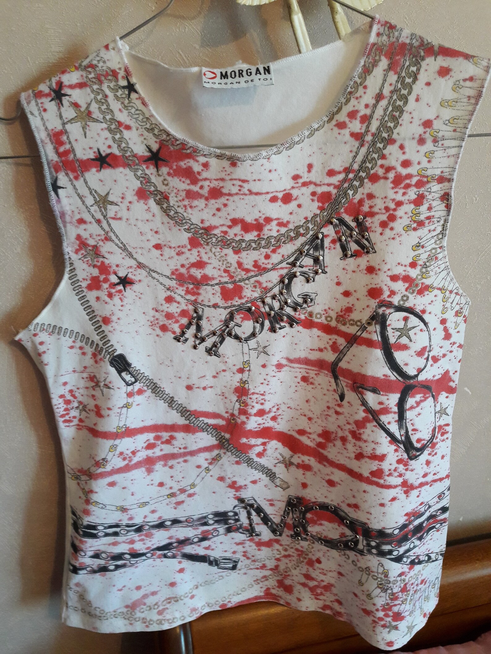 Studded Tank Top From the Morgan Brand, Studded Women's T-shirt, White ...