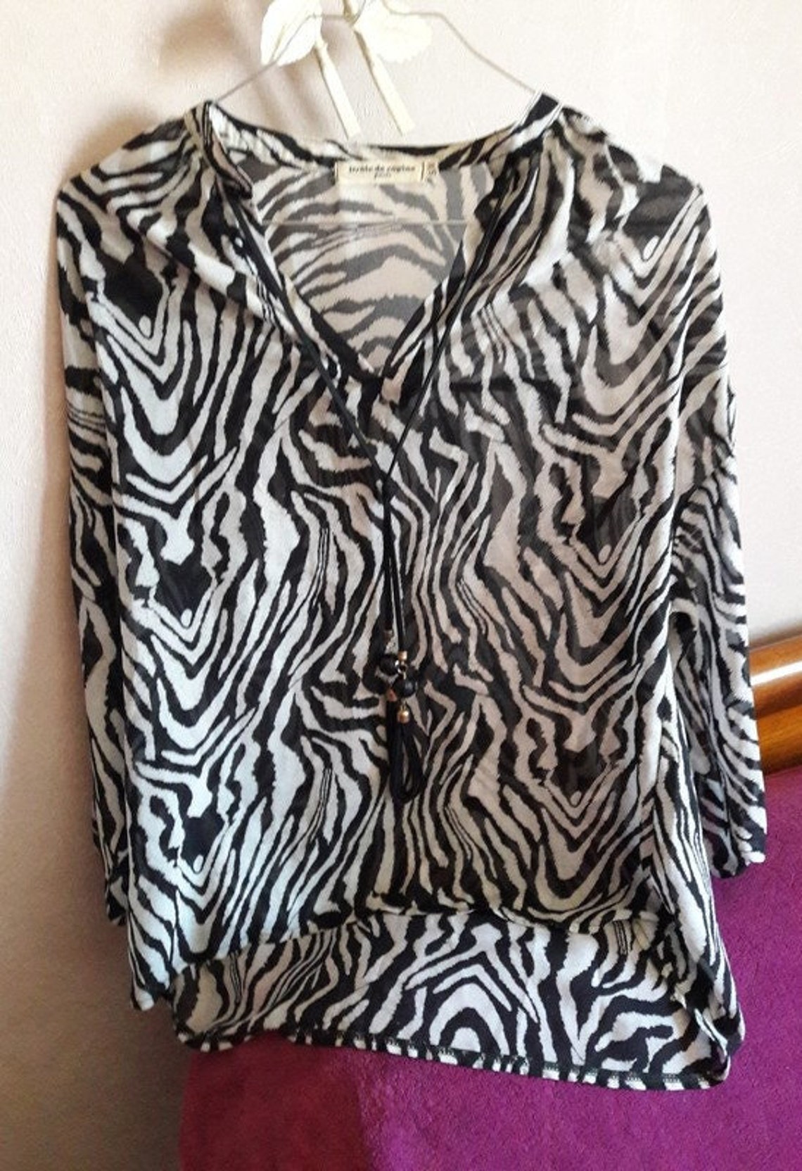 Zebra Print Voile Tunic/blouse, Zebra Blouse, Fluid Zebra Print Shirt ...