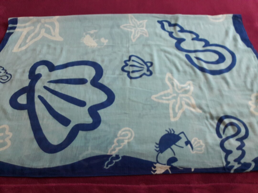 Beach Pareo, Blue Pareo With Shells and Starfish, Women's Beach Outfit ...