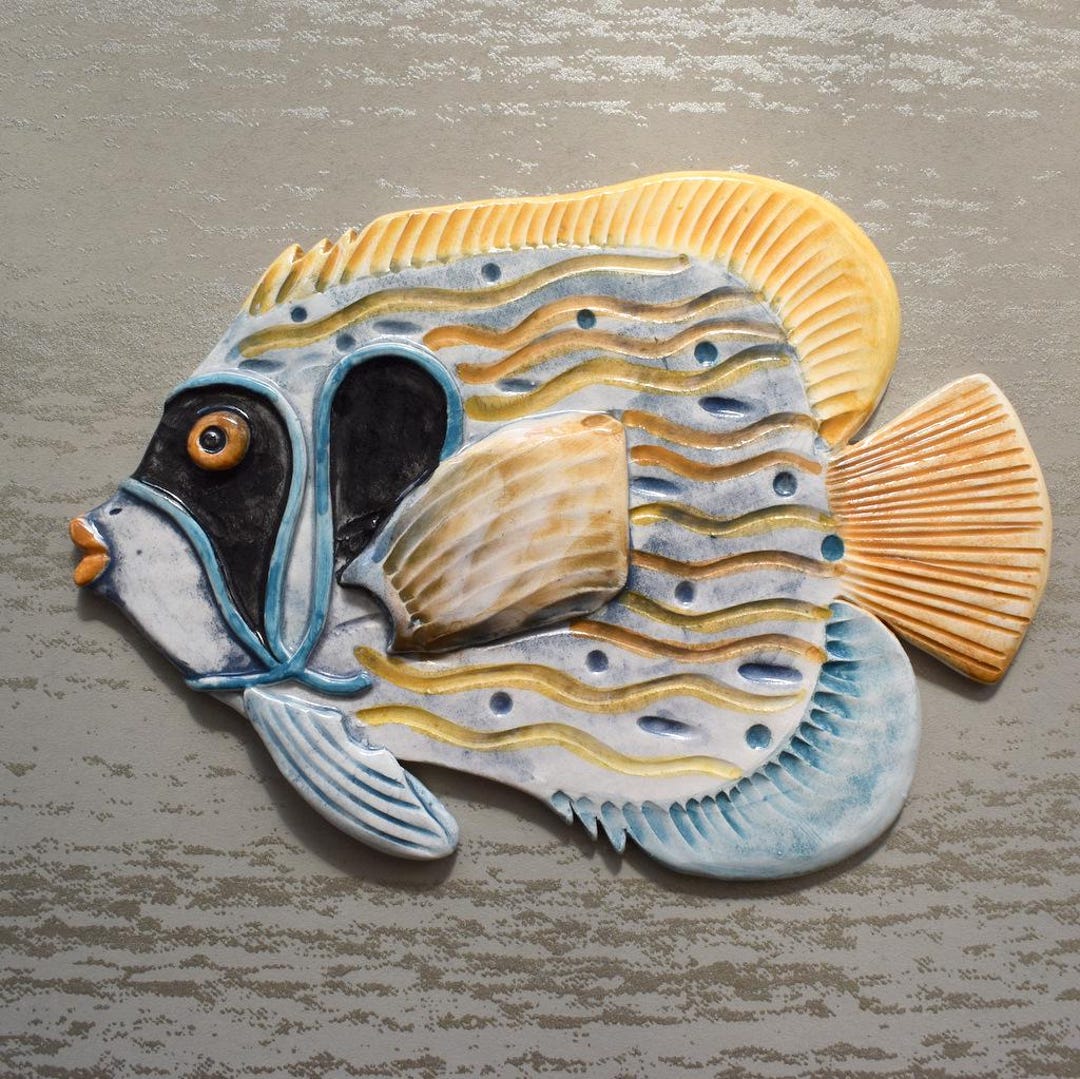 Emperor Angelfish, Fish, Handmade Ceramic Fish, Ceramic Wall Art, Wall ...