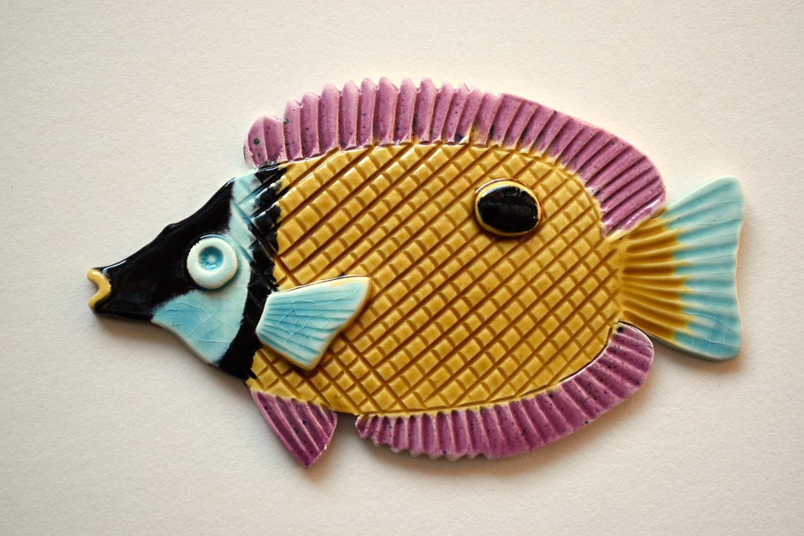 Fox Face Tropical Fish Ceramic Fish Wall Hanging Garden - Etsy
