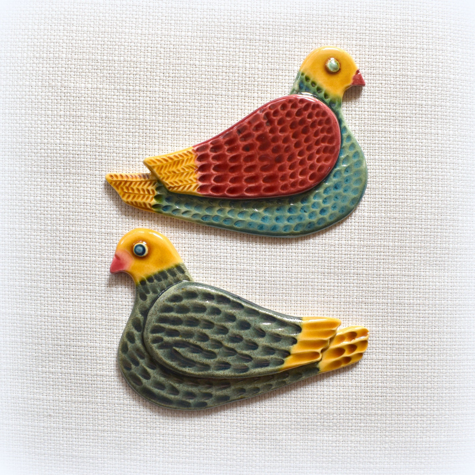 Handmade Ceramic Bird, Wall Hanging, Pottery Bird, Bird Art, Bird ...