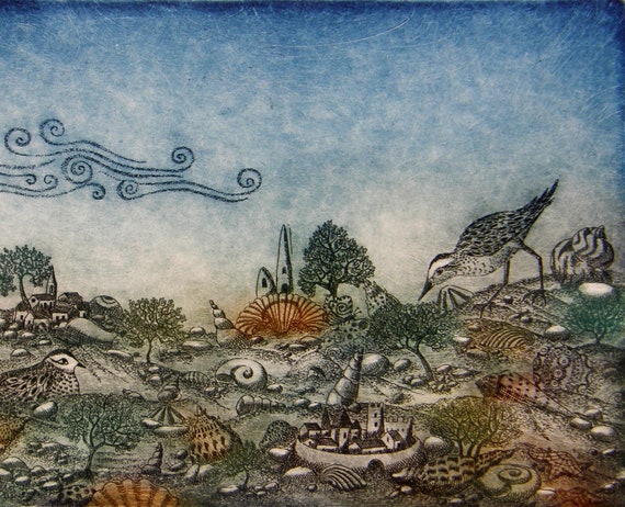 Castles in the Sand Original Etching Limited Edition Print | Etsy