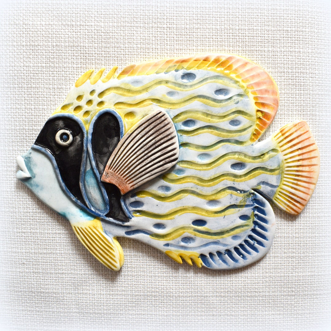 Emperor Angelfish, Fish, Handmade Ceramic Fish, Ceramic Wall Art, Wall ...
