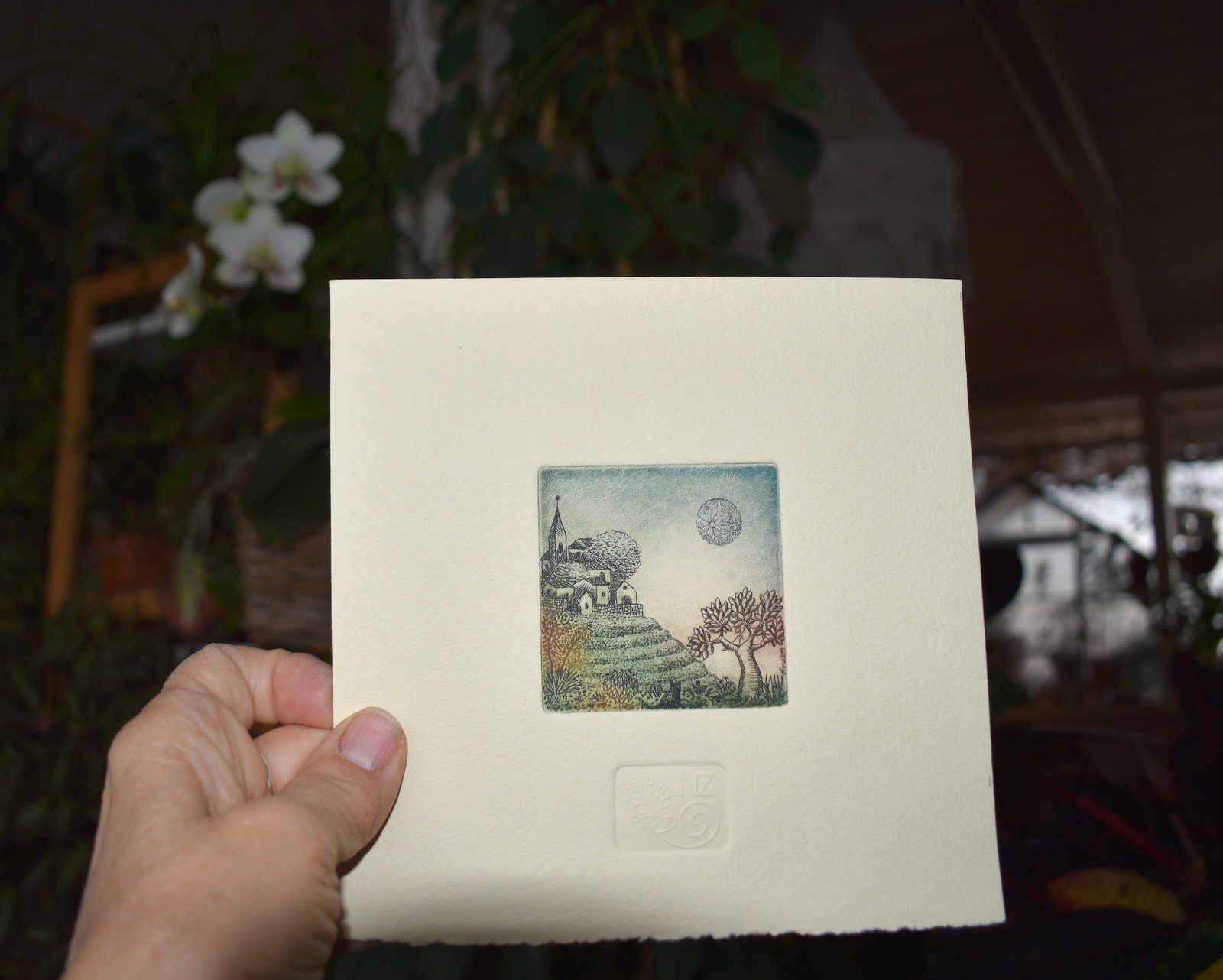 Full Moon Original Etching Small Engraving Wall Art - Etsy