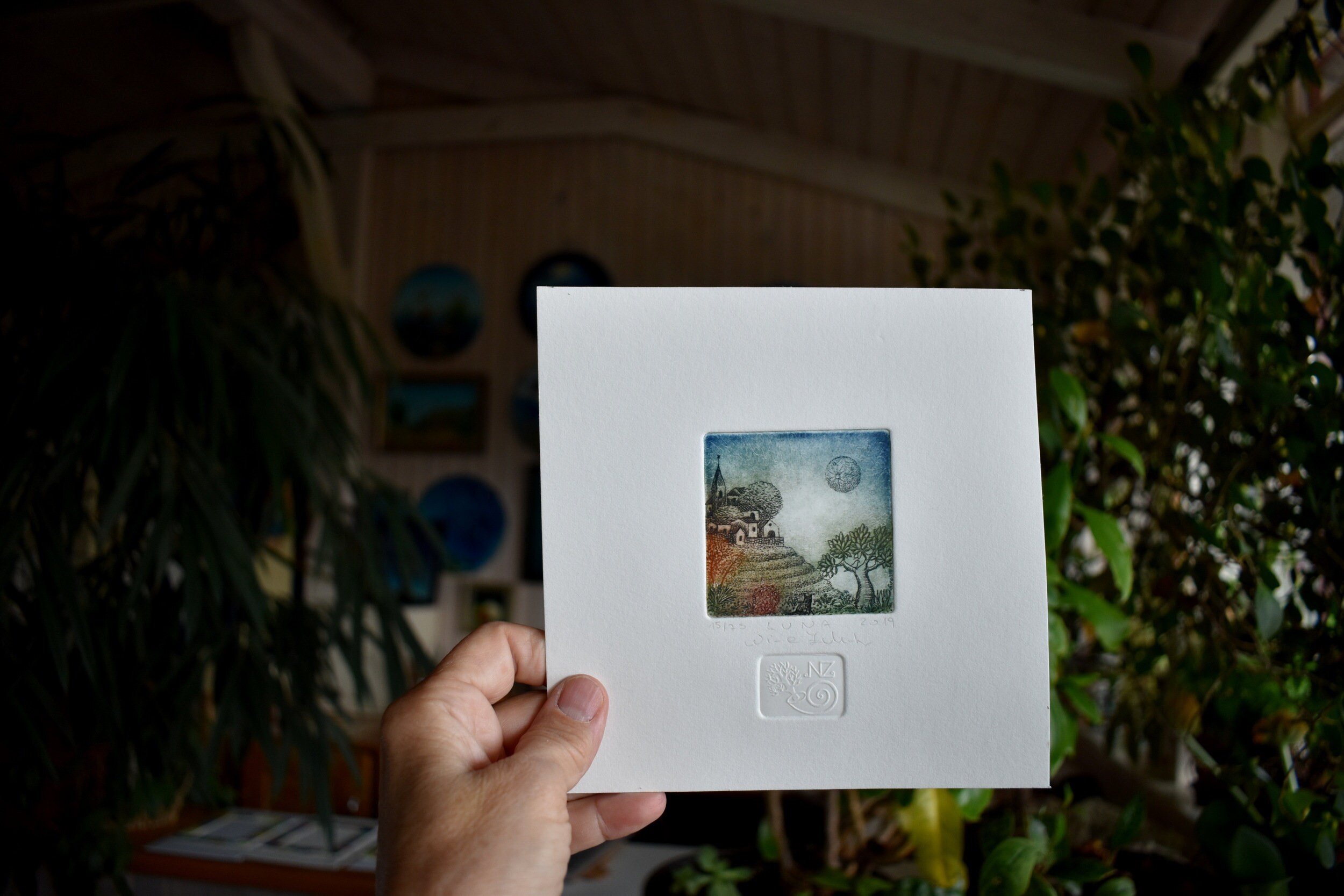 Full Moon Original Etching Small Engraving Wall Art | Etsy