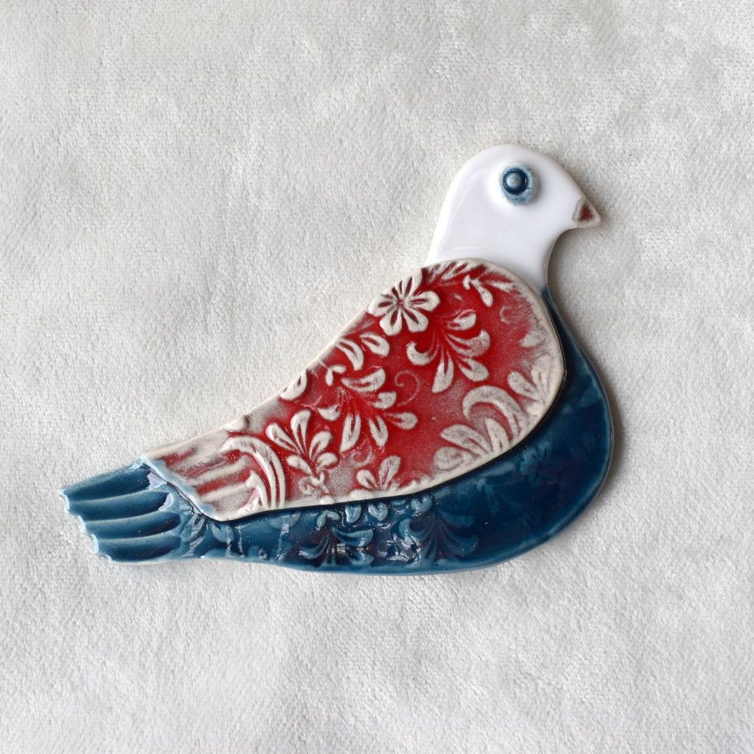 Handmade Ceramic Bird, Wall Hanging, Pottery Bird, Bird Art, Bird ...